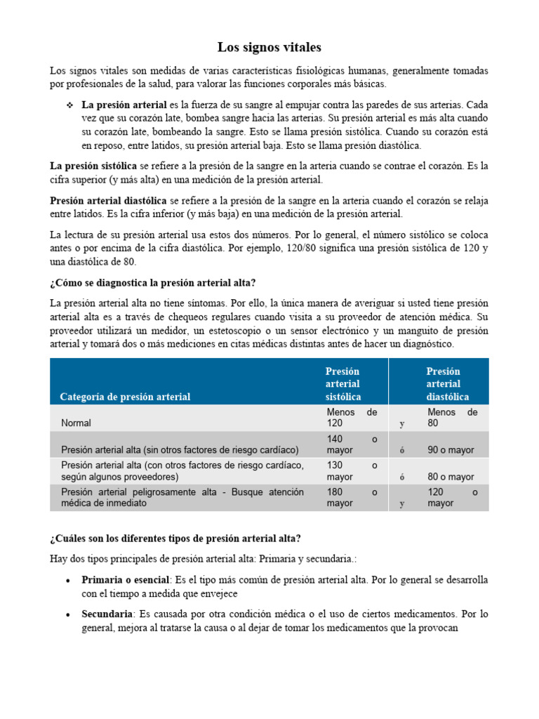 Signos Vitales, Atencion Medica | PDF | Presión sanguínea | Hospital