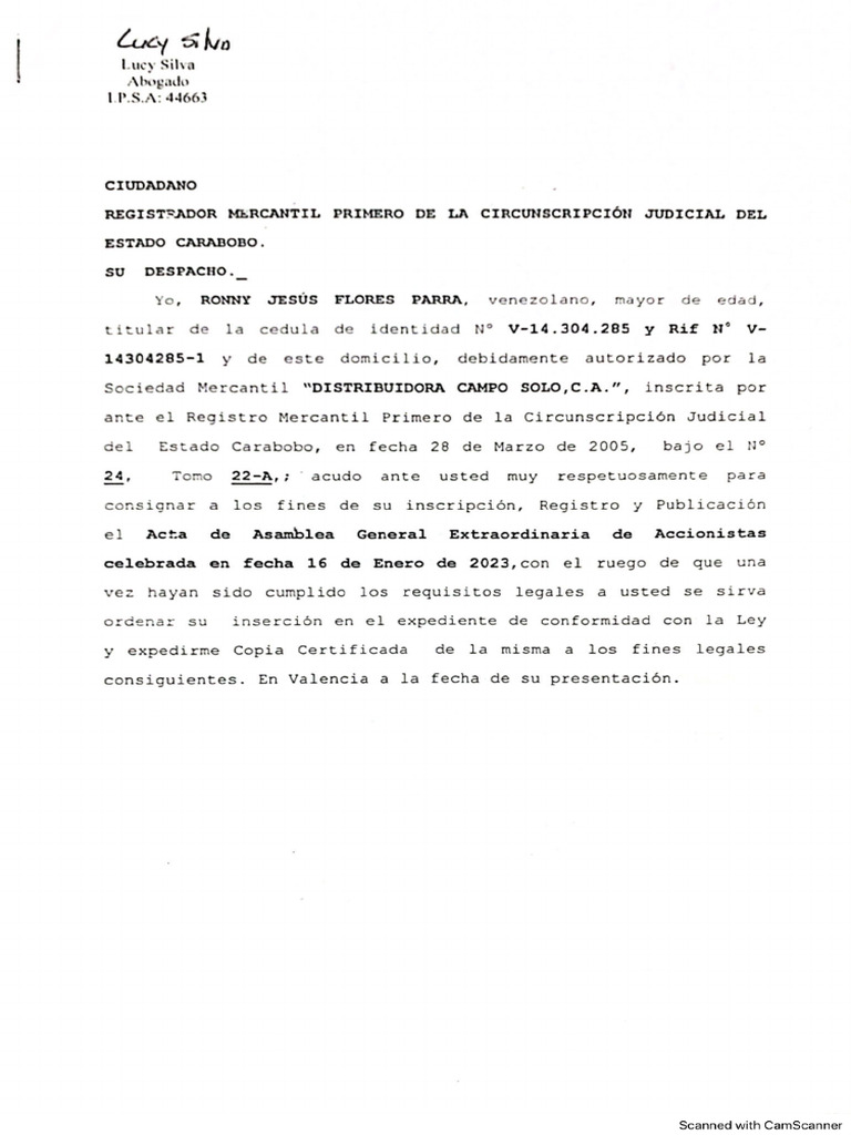 Acta1 Ractificacion Junta Directiva Cambio Comisario | PDF