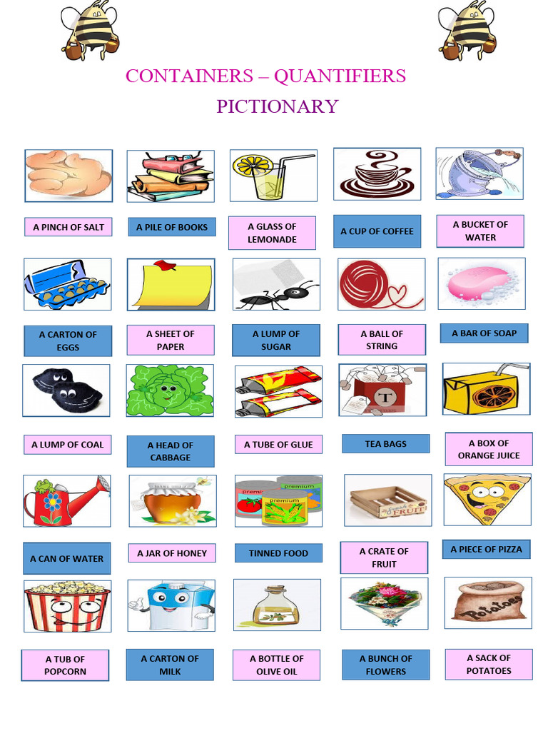 Containers Pictionary 76587 | PDF | Cooking, Food & Wine