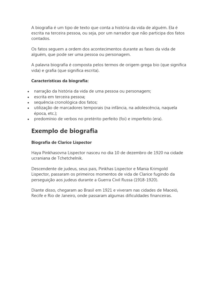 Características e Exemplo de Biografia | PDF | Clássicos | História