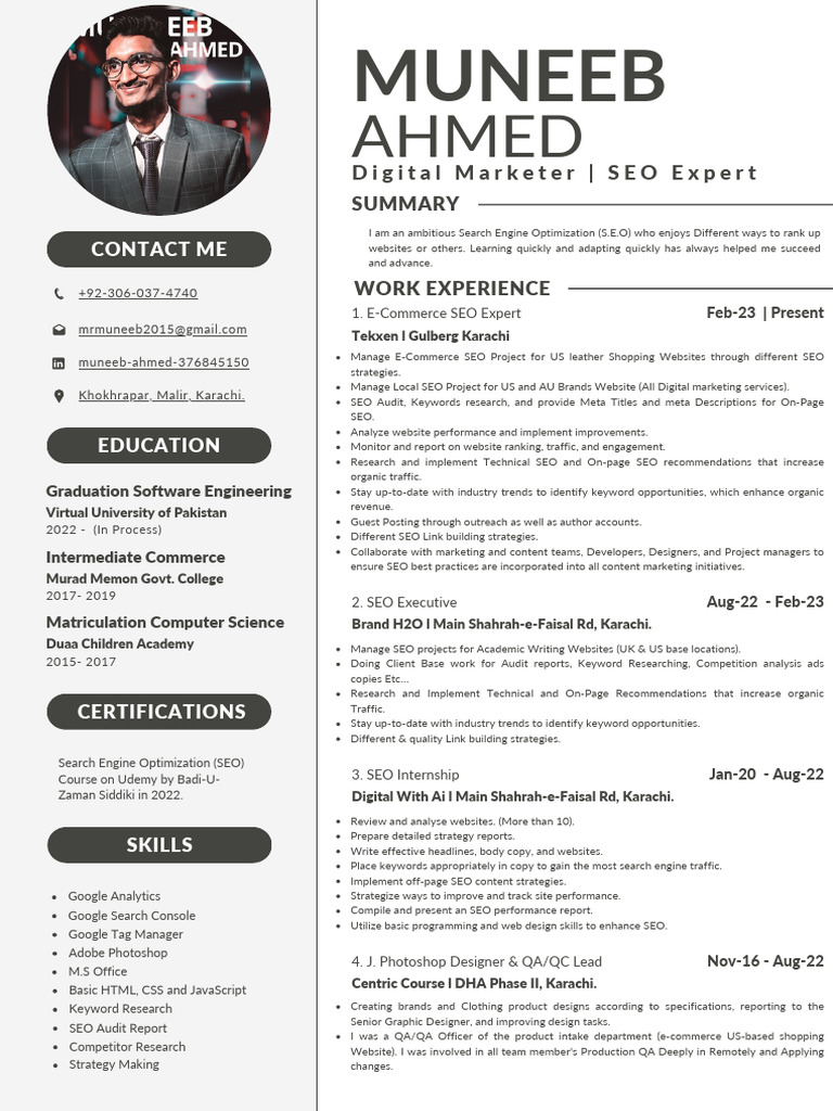 Muneeb Ahmed Resume Updated-1 | PDF | Search Engine Optimization ...