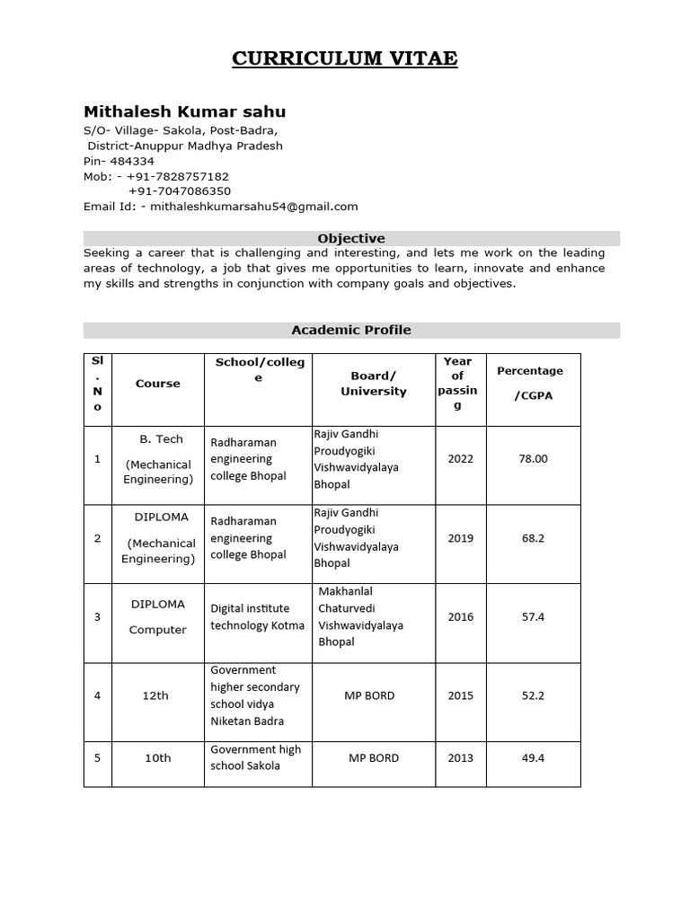 CV MK 3 | PDF | Knowledge | Cognition