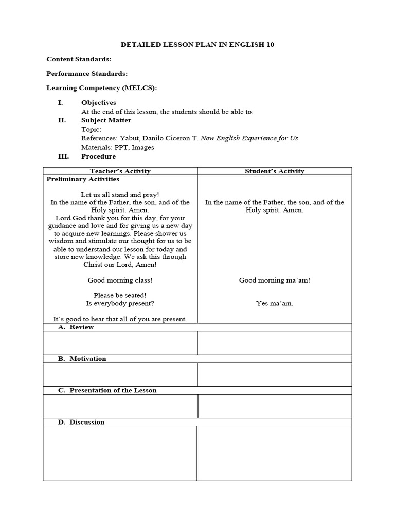 Empty Lesson Plan Format | Download Free PDF | Lesson Plan | Teachers