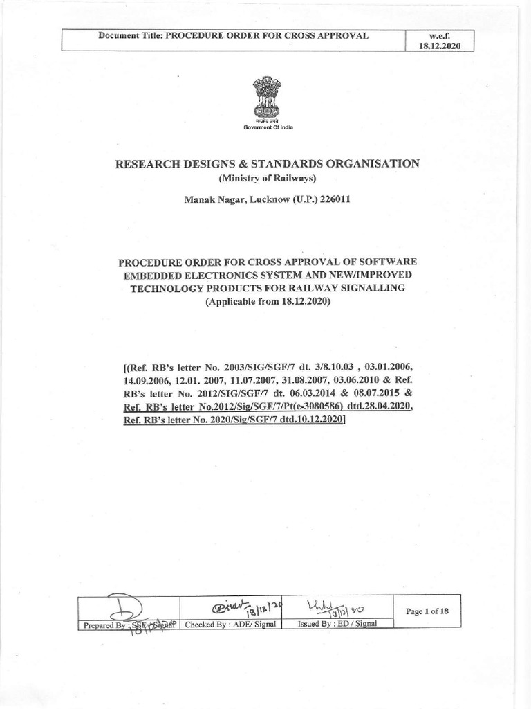 RDSO Cross Approval Policy 181220 | PDF