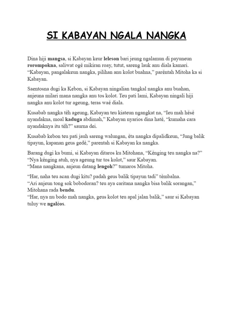 Si Kabayan Ngala Nangka - Bagas | PDF