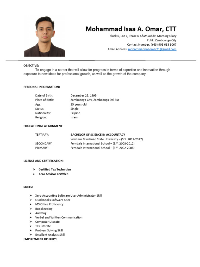 Jay Omar CV For FAO | PDF | Accounting | Certified Public Accountant