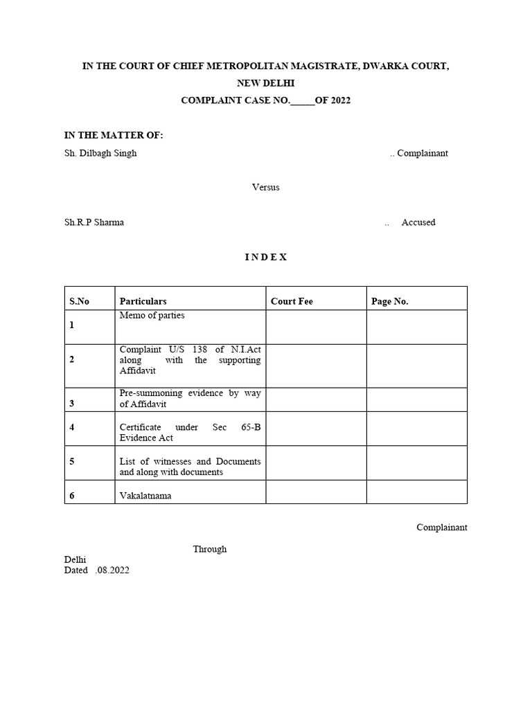 Dilbag Singh vs. RP Sharma | PDF | Cheque | Affidavit