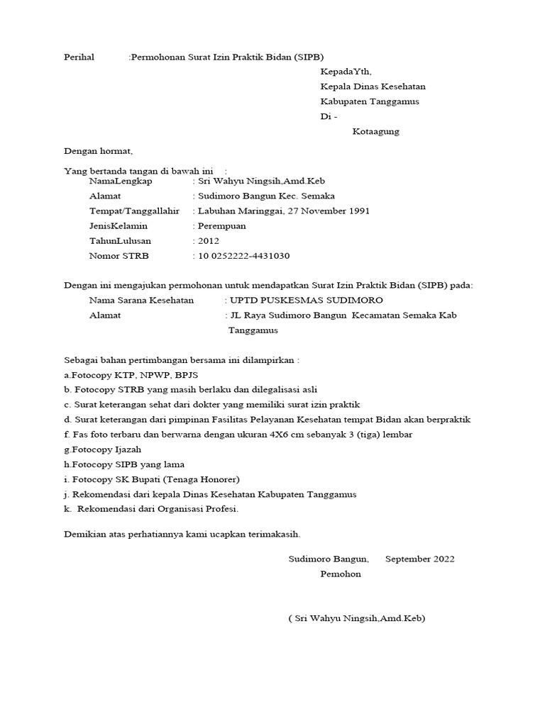 Permohonan Sipb Ayu 2022 | PDF