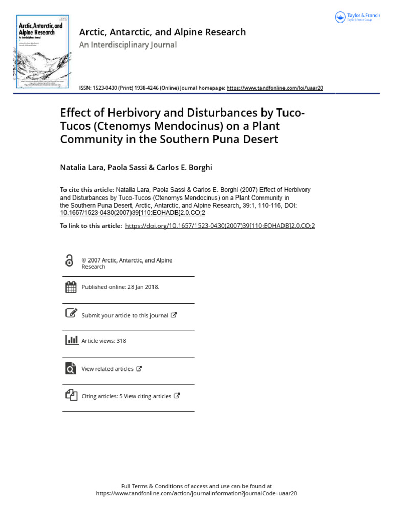 Herbivory Impact by Tuco-Tucos in Puna | PDF | Ecosystem | Soil
