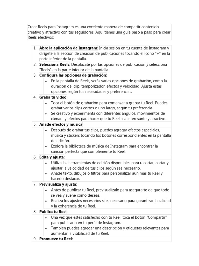 9 Tips para Crear Reels Exitosos 02-2024 | PDF