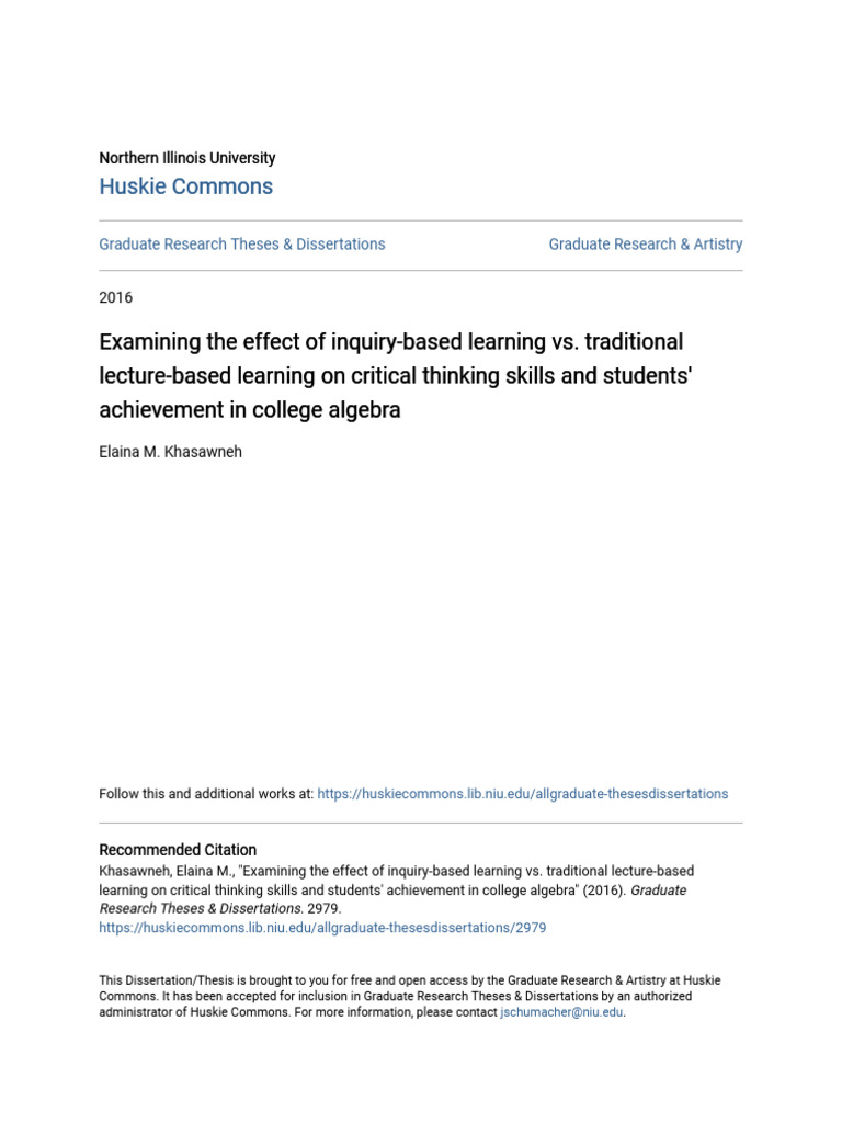 Examining the Effect of Inquiry-based Learning vs. Traditional Le | PDF | Inquiry Based Learning ...