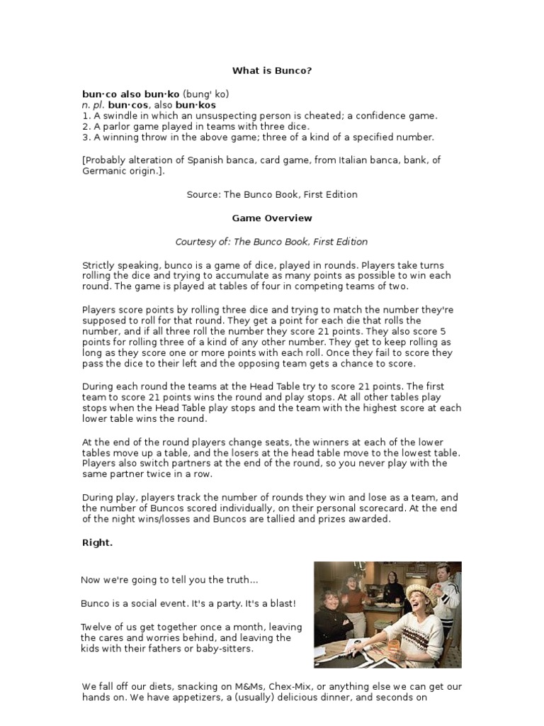 What Is Bunco | PDF | Leisure