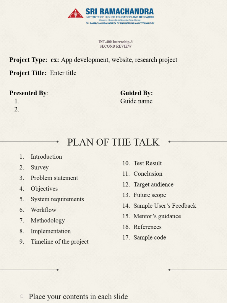 Internal Project Sample PPT For Second Review | PDF