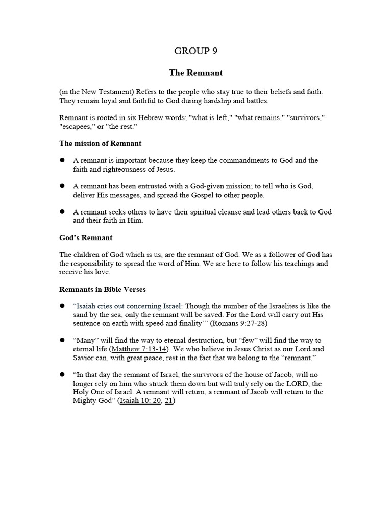 GROUP 9 Re Remnant Exodus | PDF | Book Of Exodus | Israelites