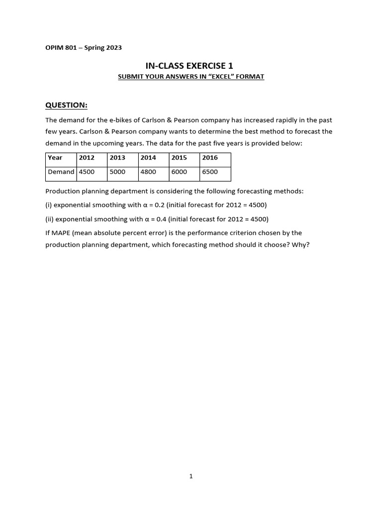OPIM 801 Spring 2023 Inclass 1 | PDF