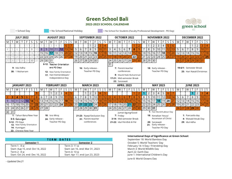 GS Calendar SY 2022 2023 | PDF | Traditions | Holidays