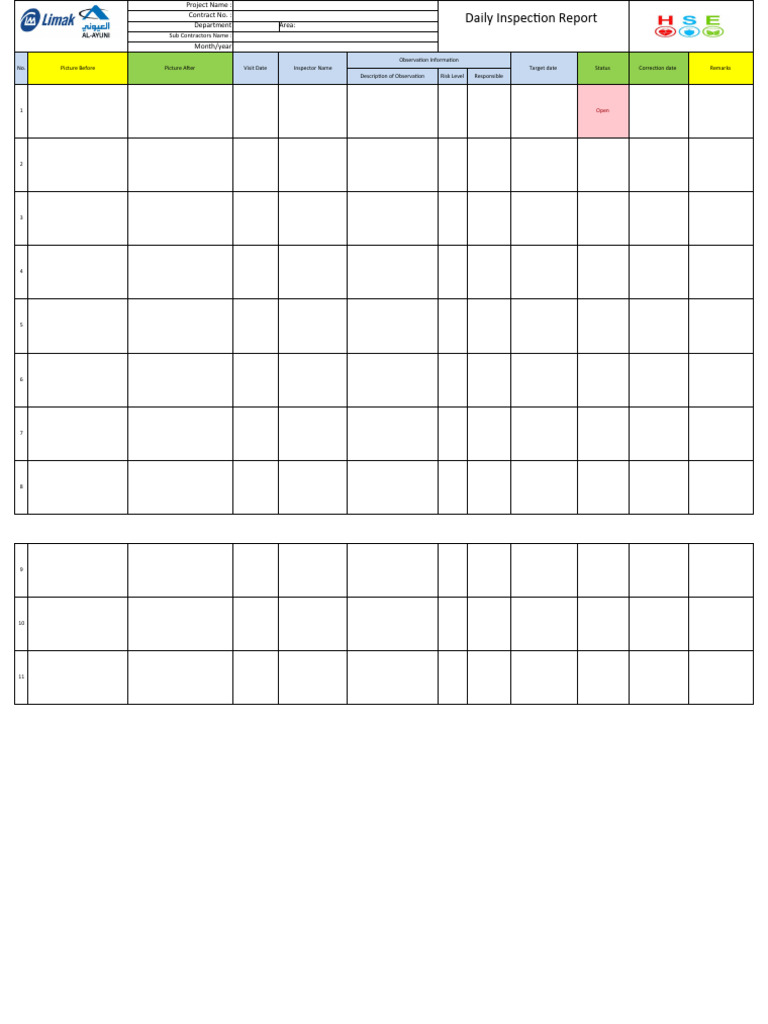 Daily Inspection Report | Download Free PDF | Safety