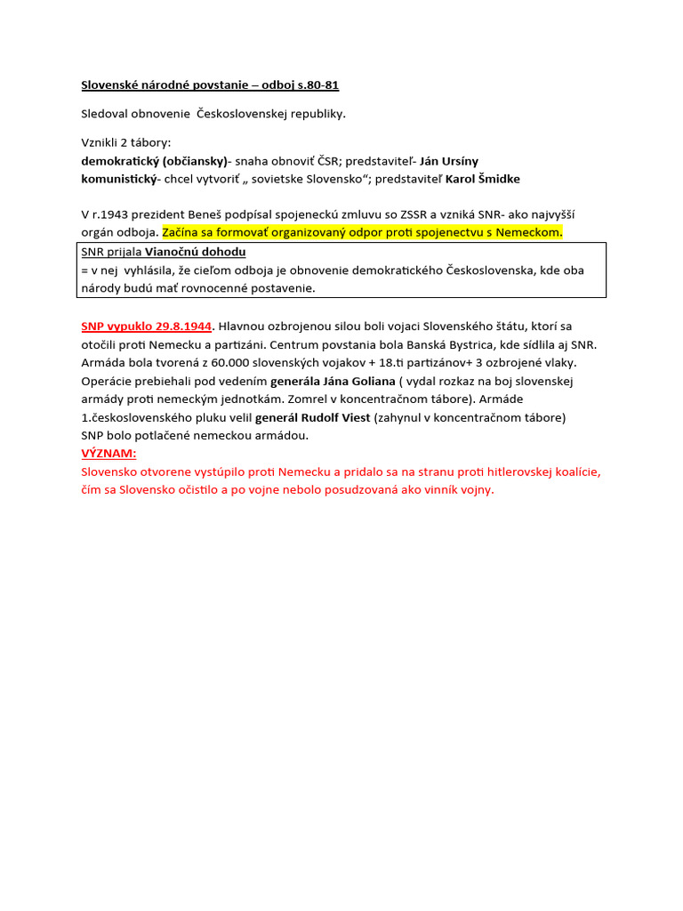 Slovenské Národné Povstanie s.80 | PDF