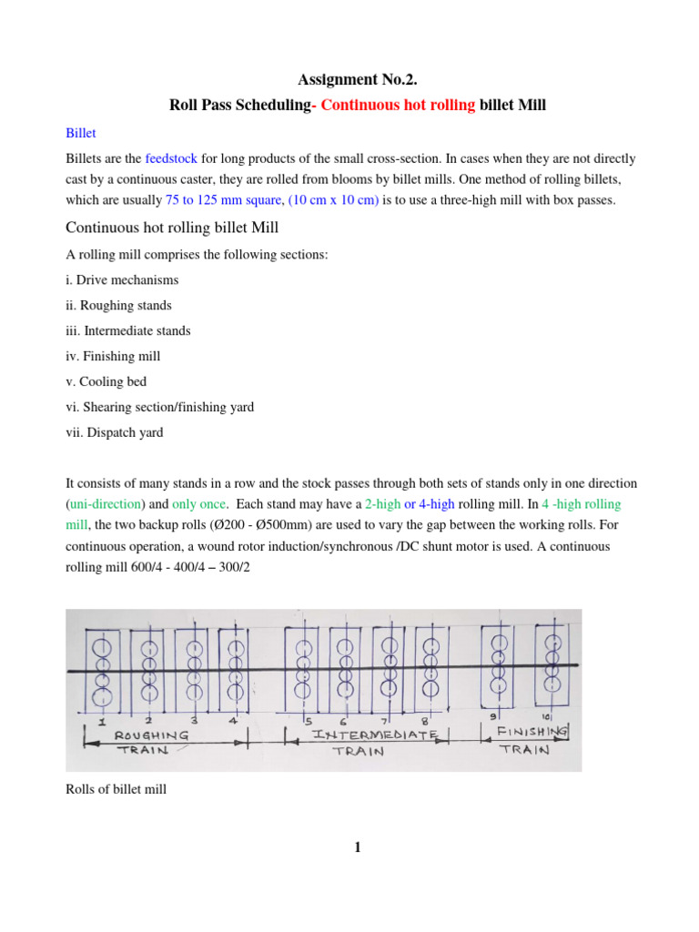 2.billet Mill Roll Pass Scheduling | PDF | Rolling (Metalworking) | Mechanical Engineering