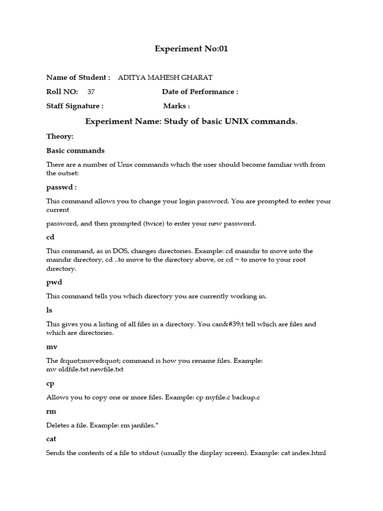Experiment No | PDF | Operating System | Linux
