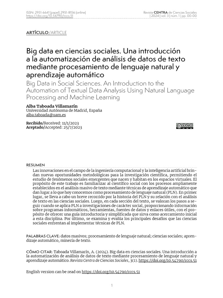 Big Data y PLN en Ciencias Sociales | PDF | Big Data | Aprendizaje ...