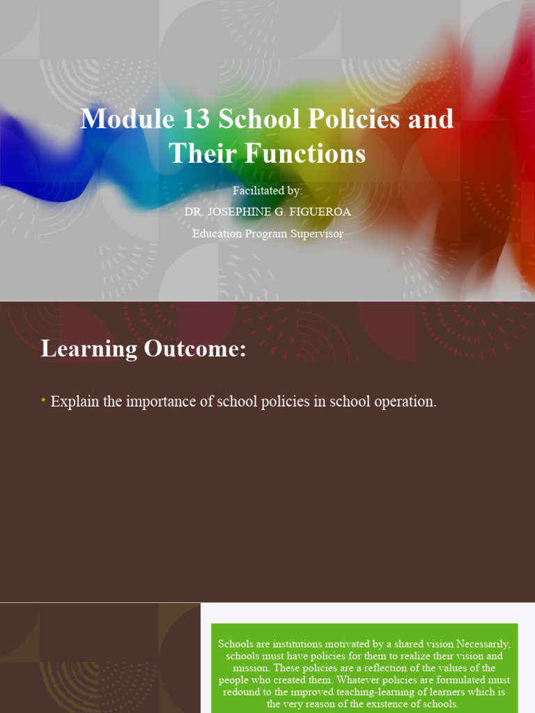 Module 13 School Policies and Their Functions | PDF