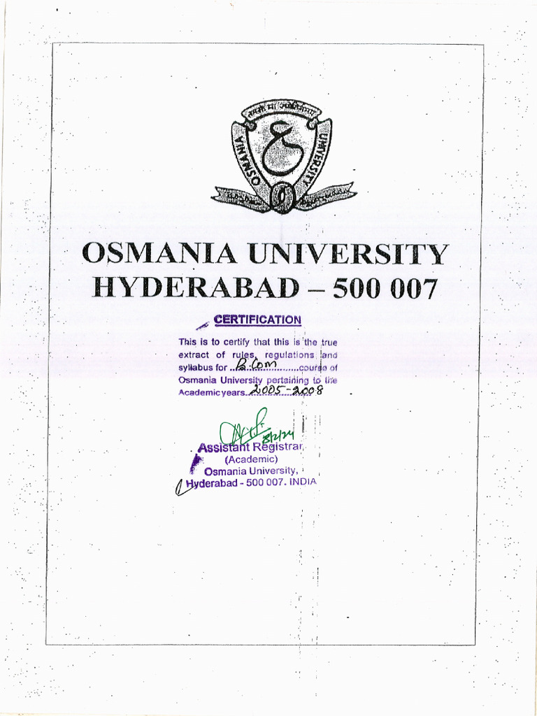 Osmania University: B.com (Gen/ Com) Syllabus 2005-2008 I, II, III ...