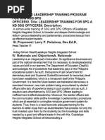 SSG and SPG Leadership Training Proposal and Matrix 2 | PDF ...