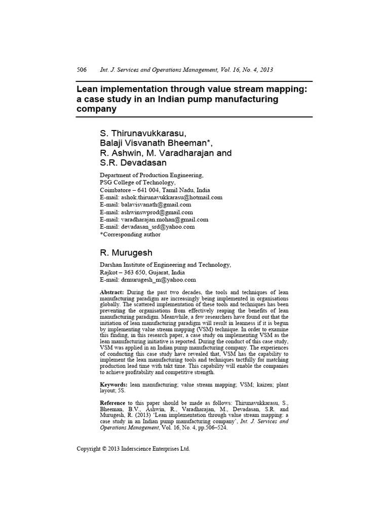 Lean Implementation Through Value Stream Mapping - A Case Study in An ... Lean Implementation Through Value Stream Mapping - A Case Study in An ...