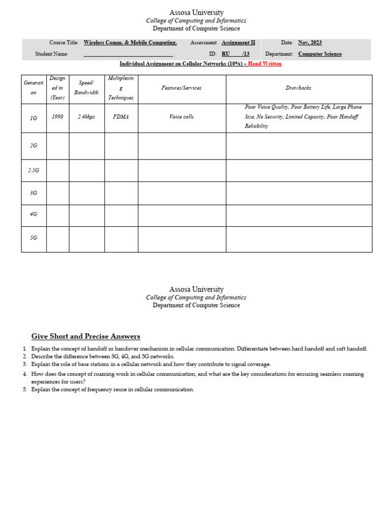 CS WCMC Assignment II 2023 | PDF
