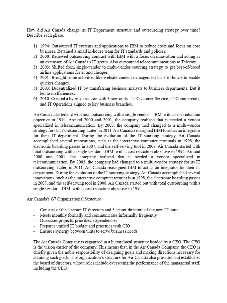 ITC Air Canada | PDF | Outsourcing | Information Technology Management