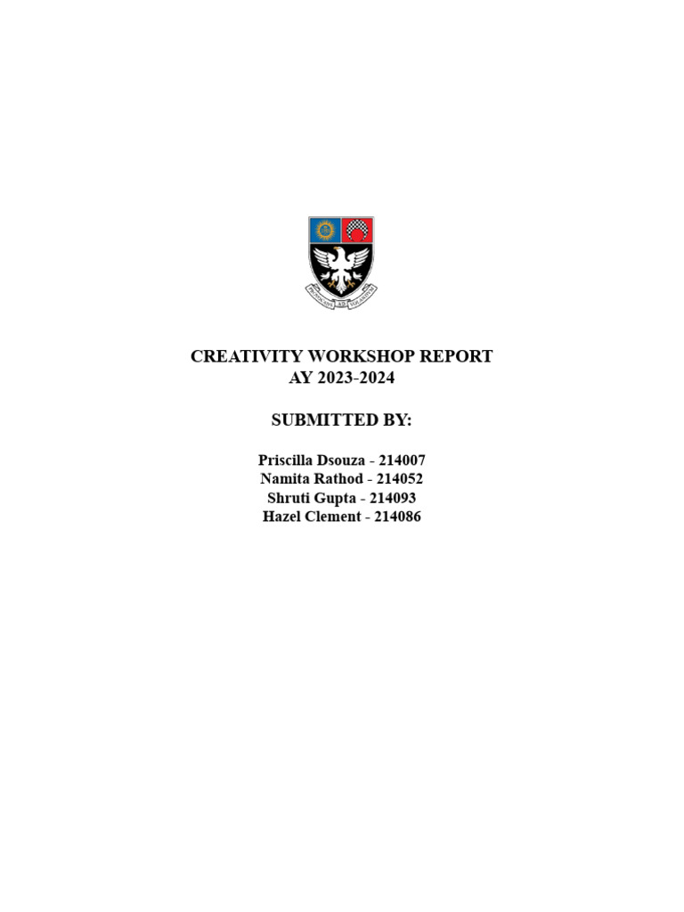 Creativity Workshop - Report | PDF | Creativity | Psychology
