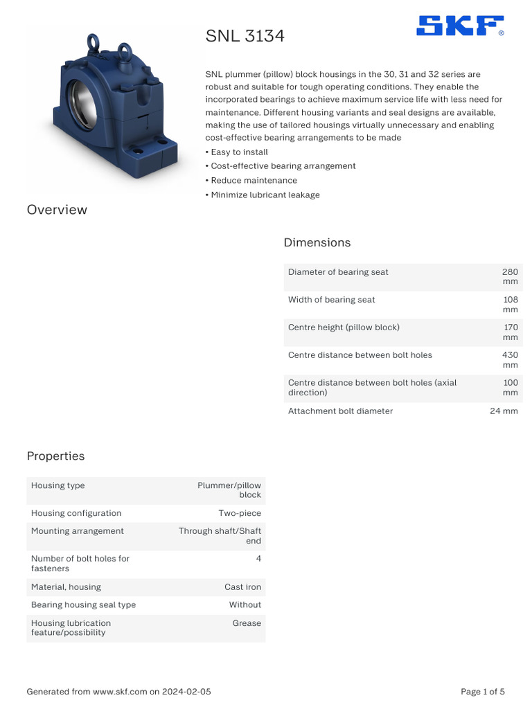 SKF SNL 3134 Specification | PDF | License | Websites