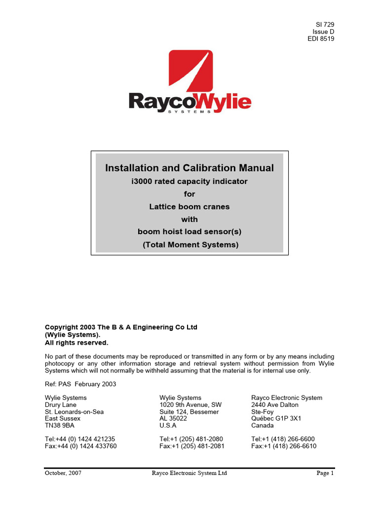 Wylie I3000 Opertors Manual | PDF