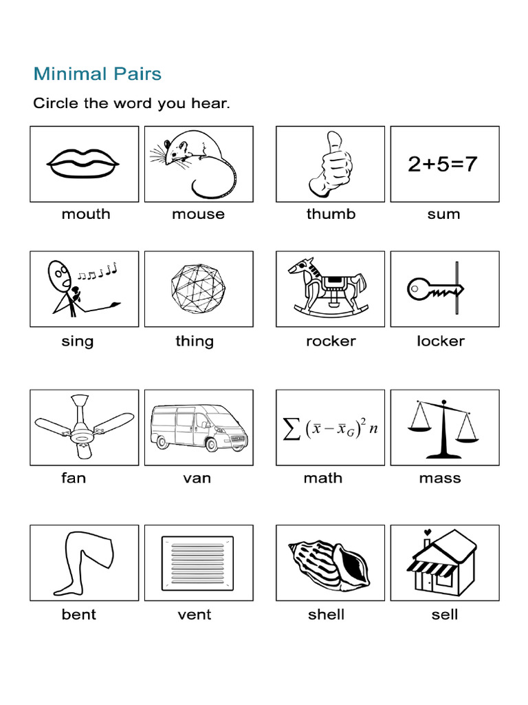 Minimal Pairs Pictures | PDF