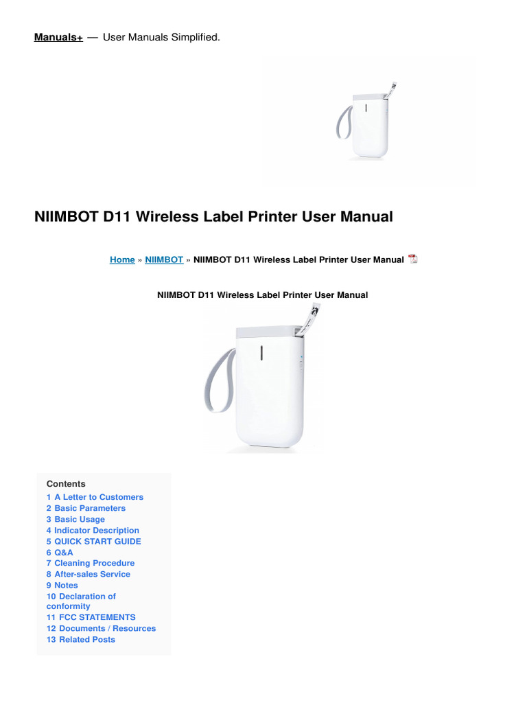 d11 Wireless Label Printer Manual | Download Free PDF | Printer (Computing) | Bluetooth
