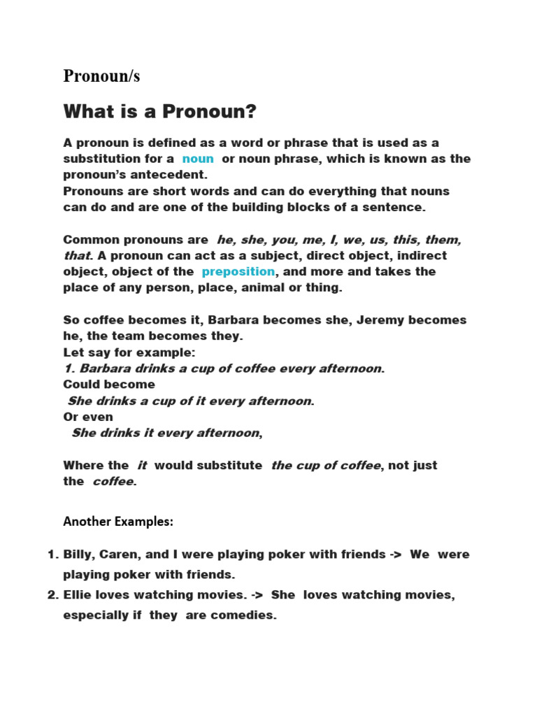 Pronoun 2 | PDF | Pronoun | Noun