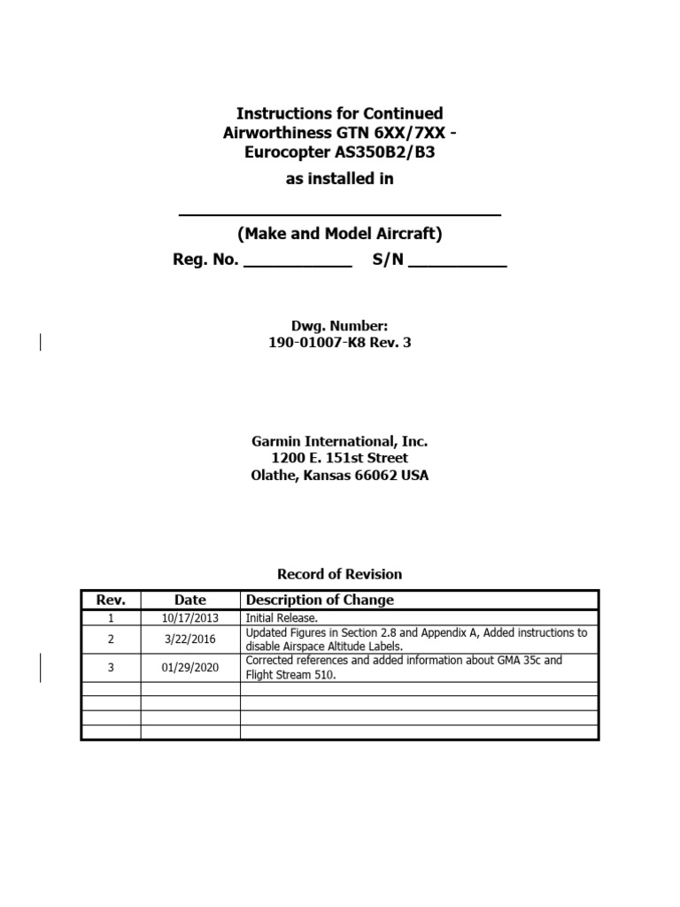 Instructions For Continued Airworthiness GTN 6XX/7XX - Eurocopter ...