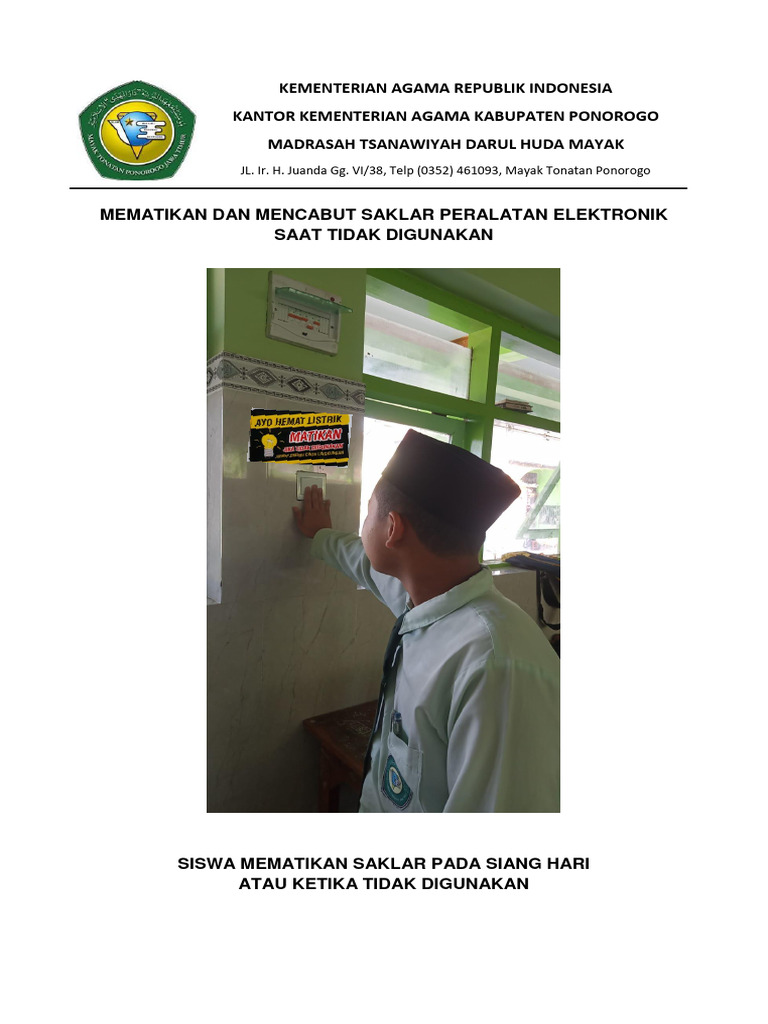 Adiwiyata - Mematikan Dan Mencabut Saklar Peralatan Elektronik | PDF