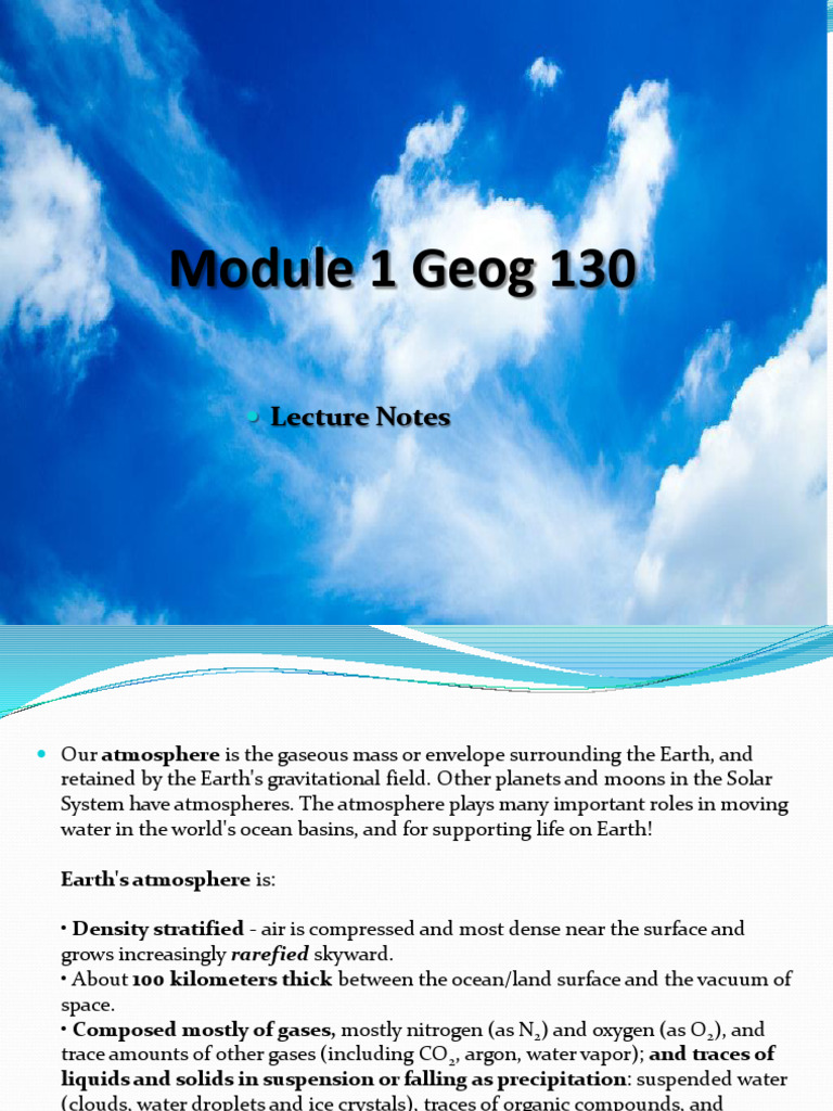 Module 1 Lecture Notes Pdf Atmosphere Of Earth Atmospheric Pressure