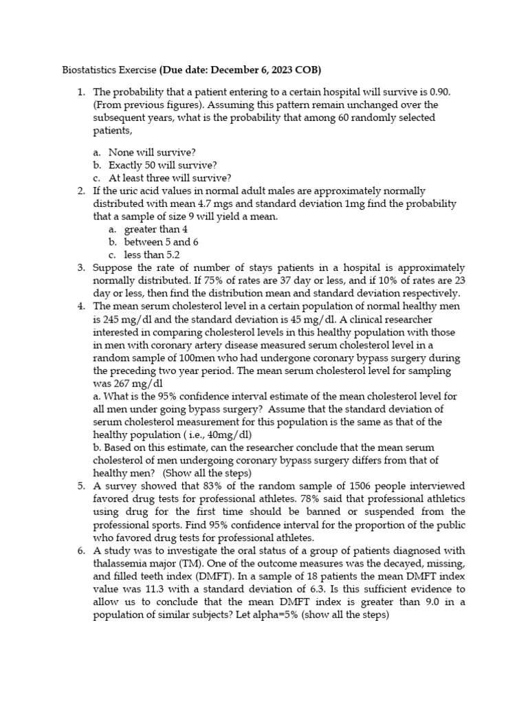 Assignment | PDF | Standard Deviation | Cholesterol