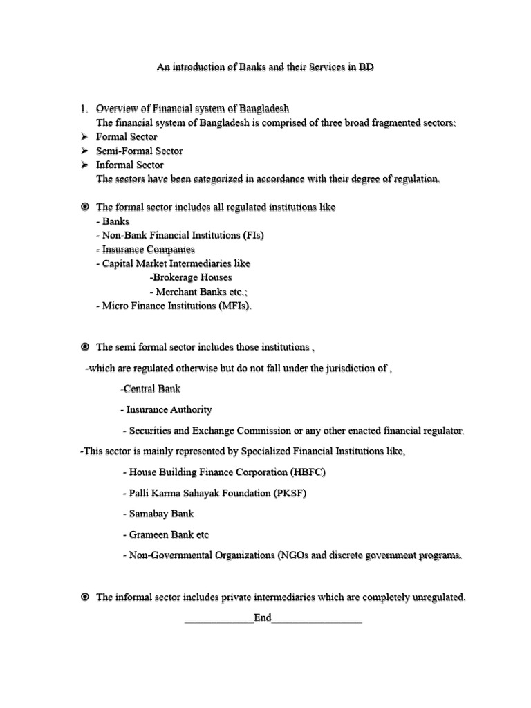 An Introduction of Banks and Their Services in BD (Chapter 1) | PDF ...