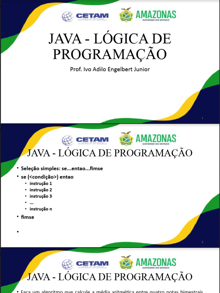 Aula 4 - LÓGICA DE PROGRAMAÇÃO - JAVA | PDF | Algoritmos | Salário