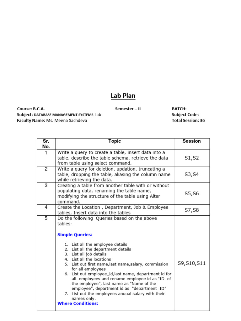 Complete Dbms 1and 2 | PDF | Table (Database) | Sql Complete Dbms 1and 2 | PDF | Table (Database) | Sql
