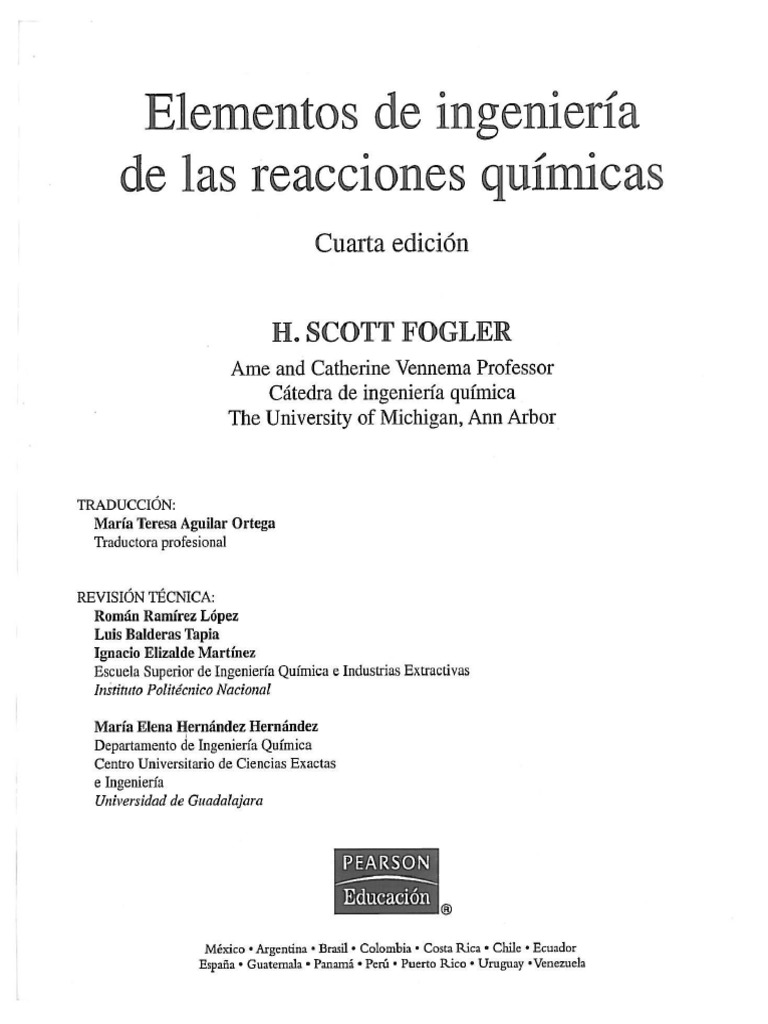Elementos de Ingenieria de Las Reaciones Quimicos | PDF