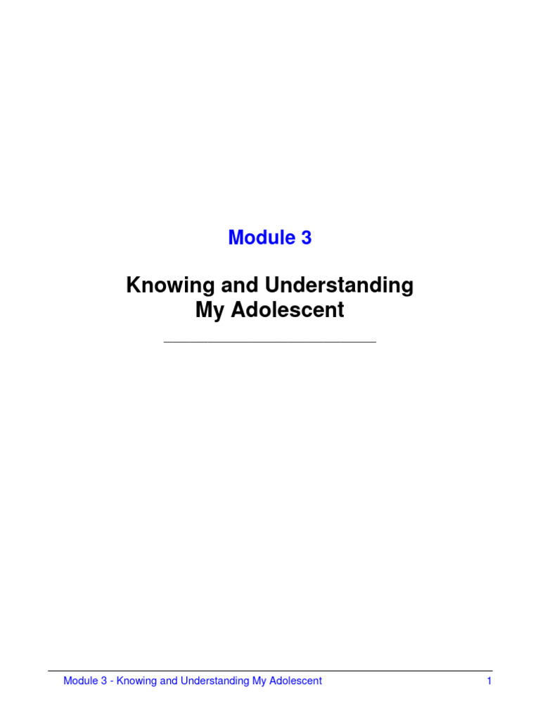 Module 3 Knowing and Understanding My Adolescent | PDF | Adolescence | Experience