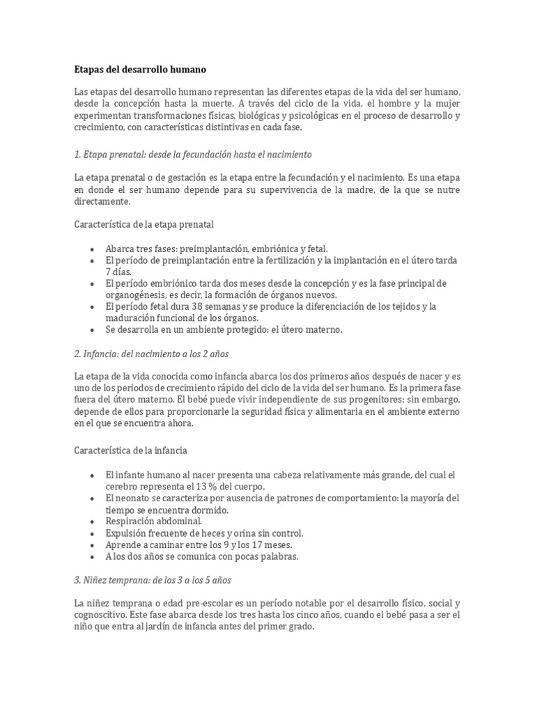 Etapas Del Desarrollo Humano | PDF | Adultos | Adolescencia
