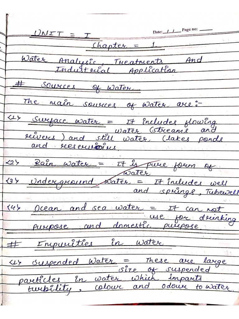 Complete Unit - 1 (Water Treatment) | PDF