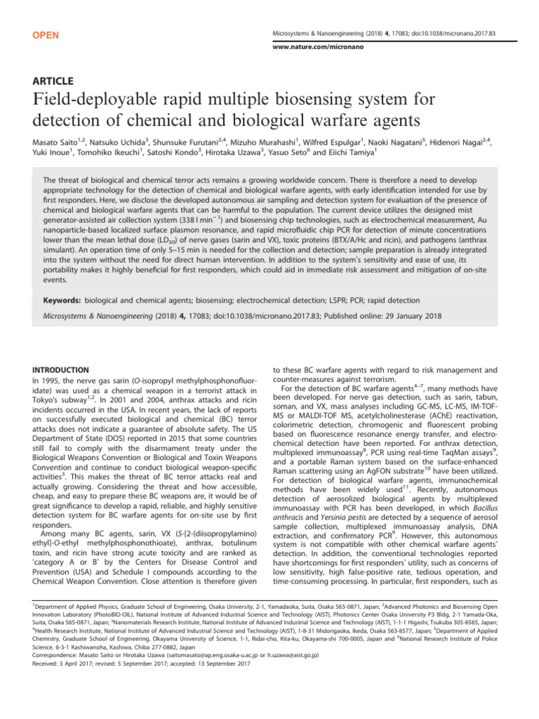 Field-Deployable Rapid Multiple Biosensing System For Detection of ...