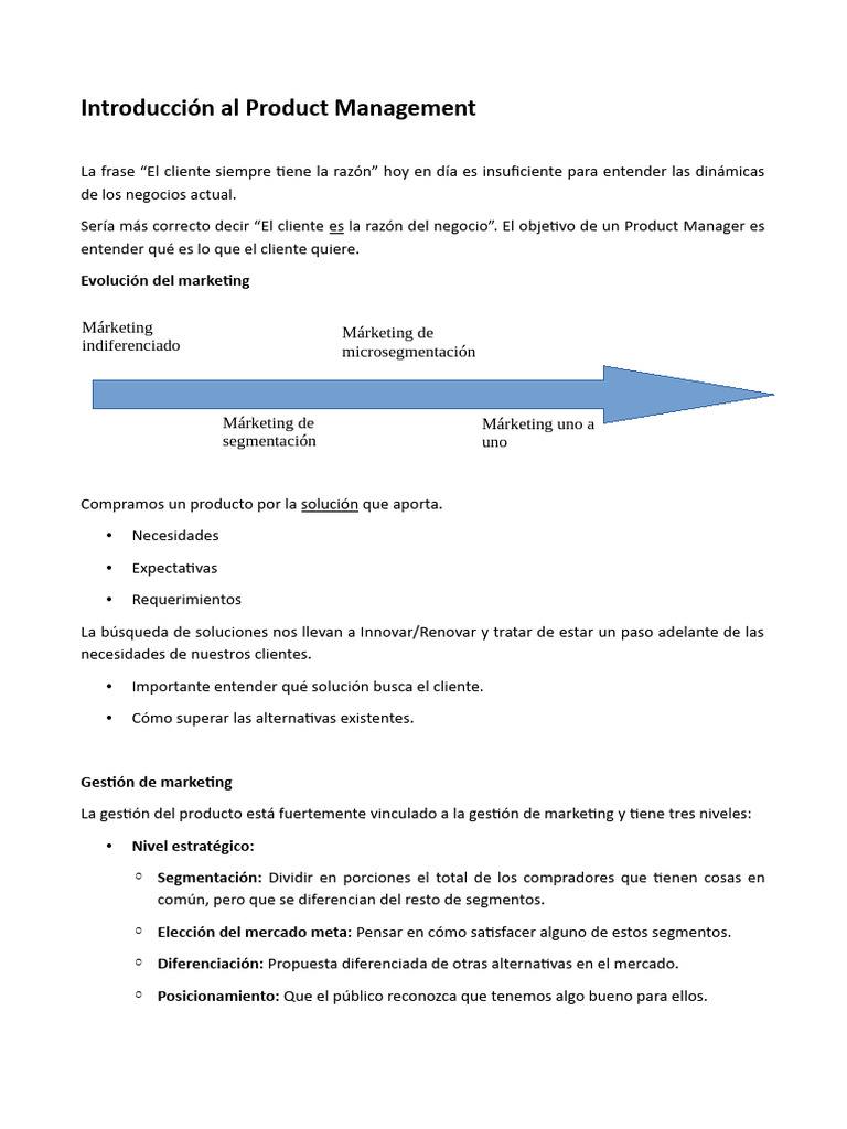 Introducción Al Product Management | PDF | Marketing | Producto (Negocio) Introducción Al Product Management | PDF | Marketing | Producto (Negocio)
